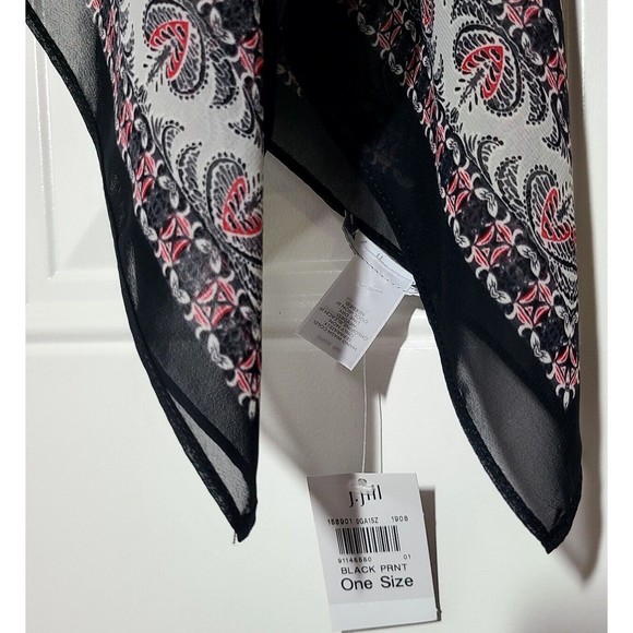 J. Jill | Other | J Jill Poncho One Size Two Way Semi Sheer Chiffon Multicolor Black Boho ...